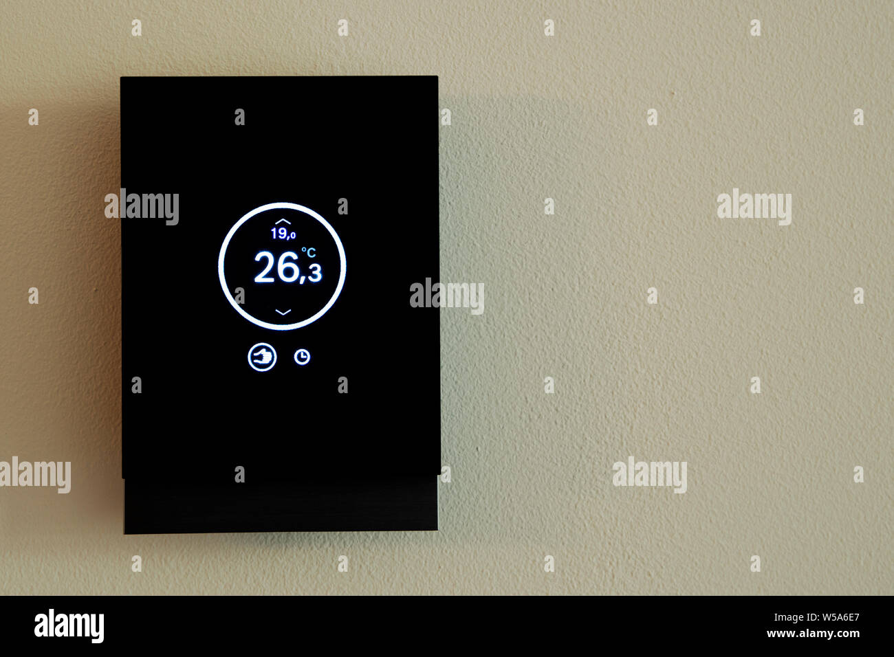 Smart screen of the modern digital thermostat climate control isolated ...