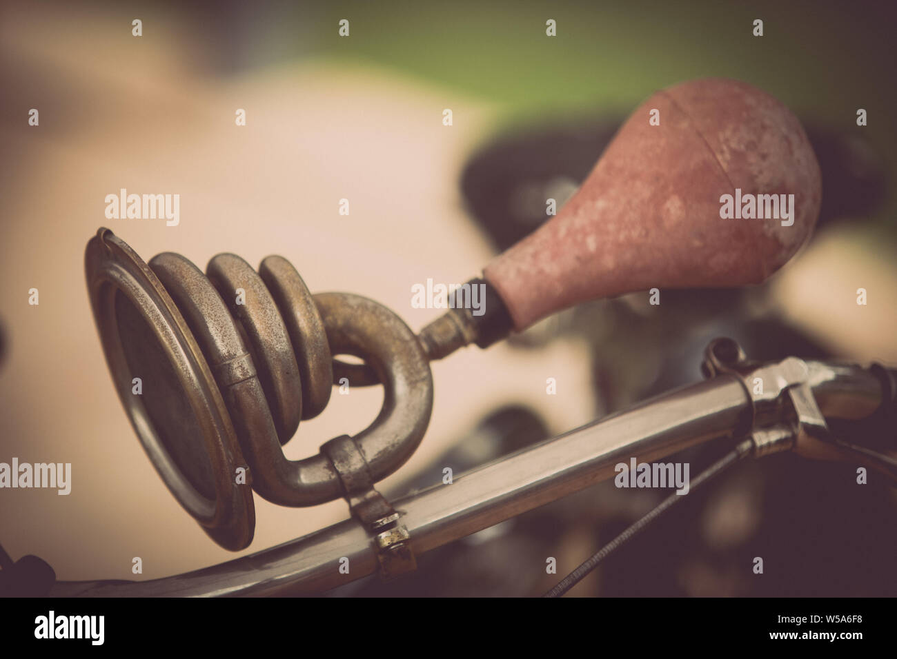 Color close up horizontal shot of a vintage motorcycle horn Stock Photo ...