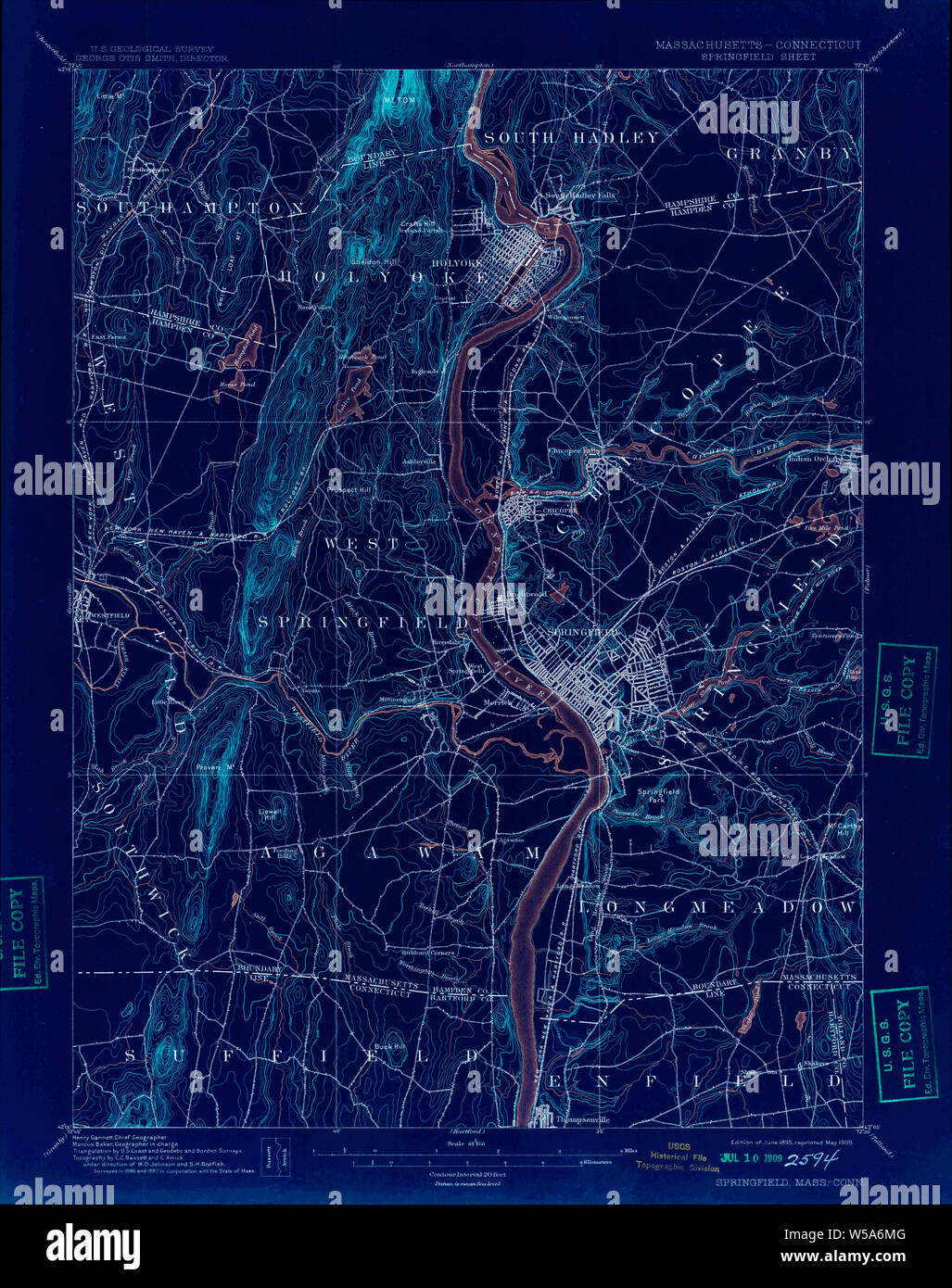 Massachusetts USGS Historical Topo Map MA Springfield 353039 1895 62500 ...