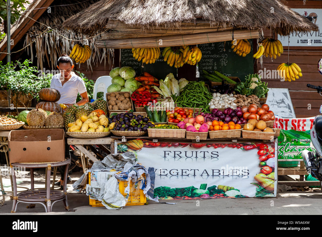 A Colourful Fruit and Vegetable Stall, Alona Beach, Bohol, The ...