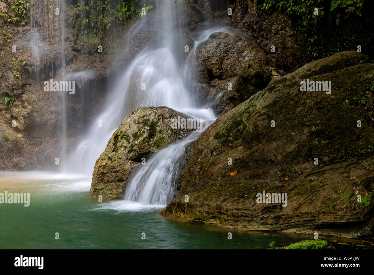 The Pahangog Twin Falls, (Waterfalls) Dimiao, Bohol, The Philippines ...