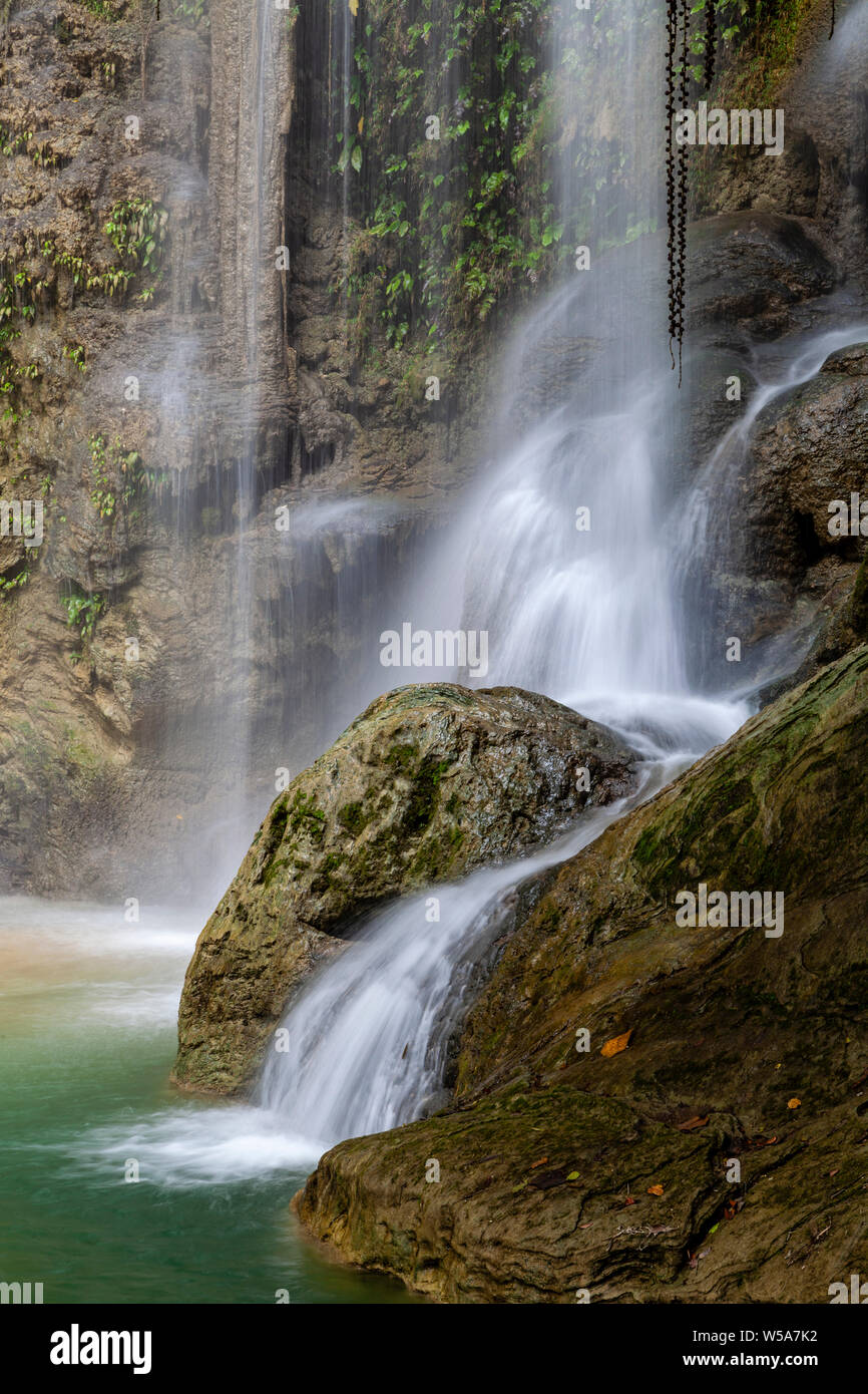 The Pahangog Twin Falls, (Waterfalls) Dimiao, Bohol, The Philippines ...