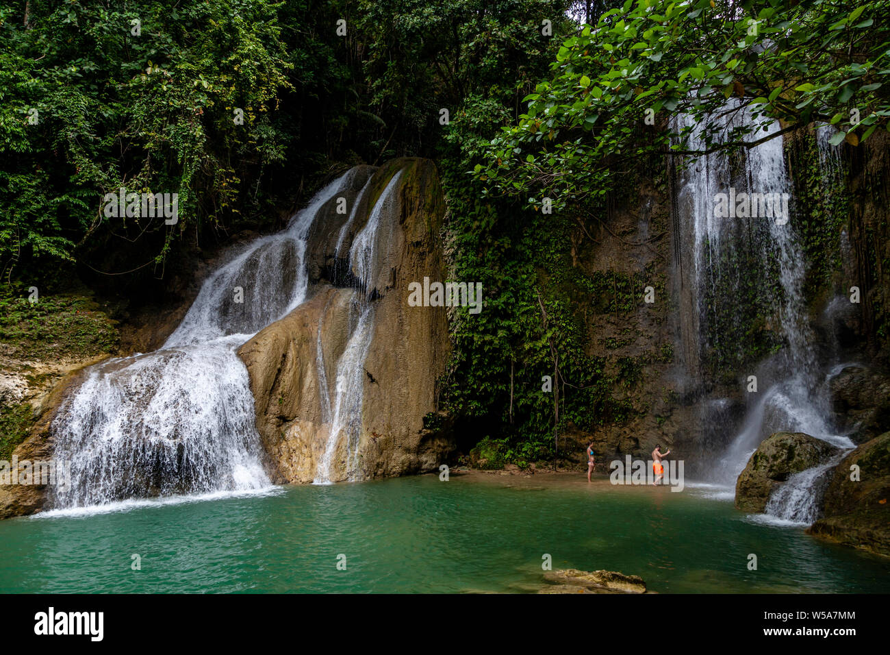 The Pahangog Twin Falls, (Waterfalls) Dimiao, Bohol, The Philippines ...