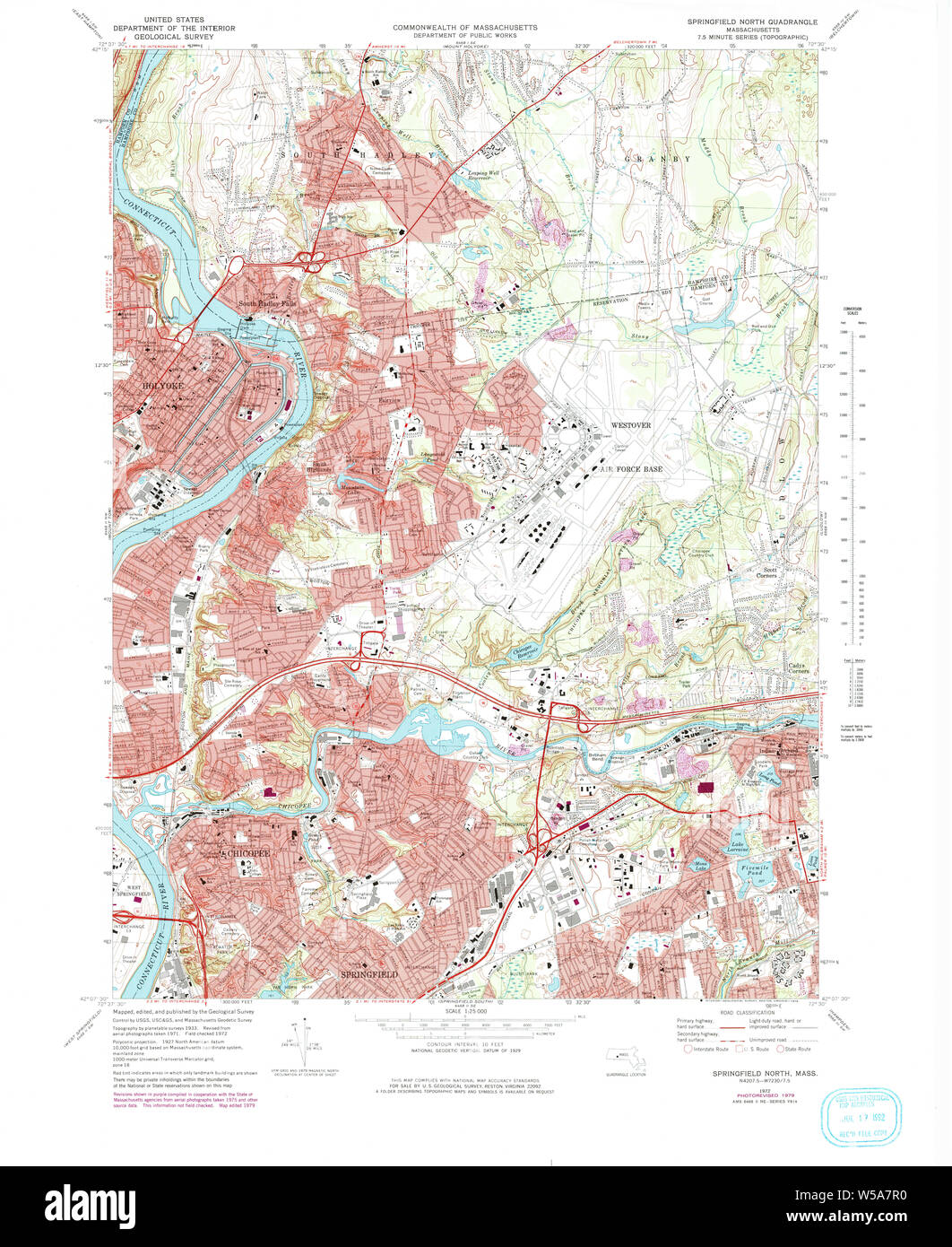 Massachusetts USGS Historical Topo Map MA Springfield North 351331 1972 ...