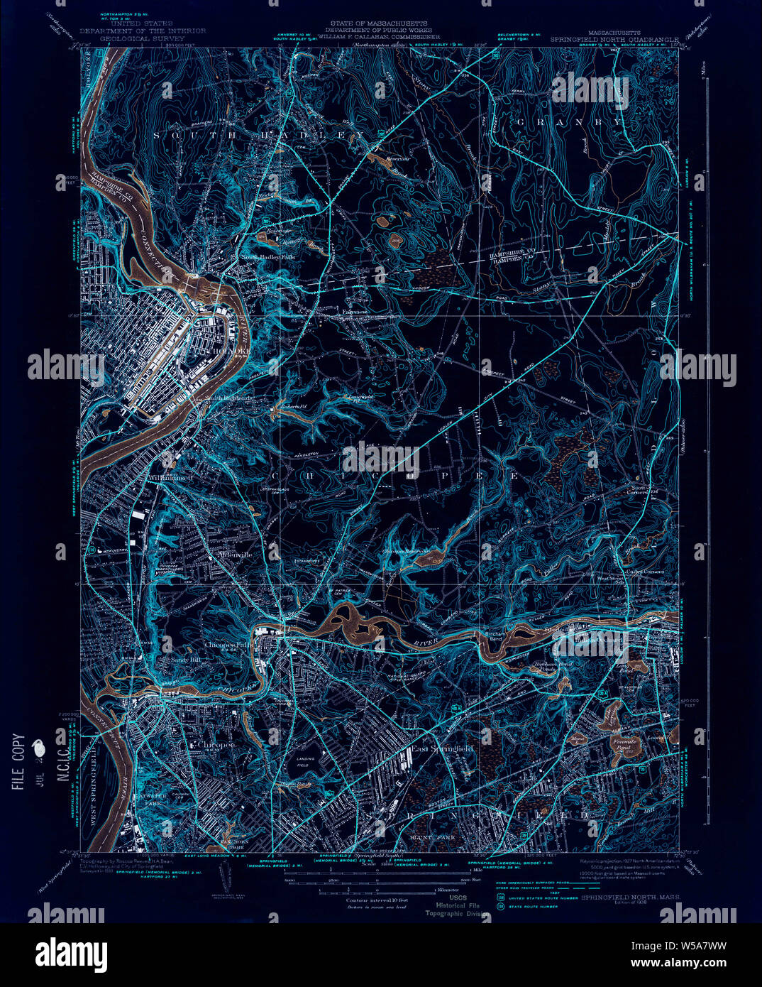 Massachusetts USGS Historical Topo Map MA Springfield North 352211 1938 ...