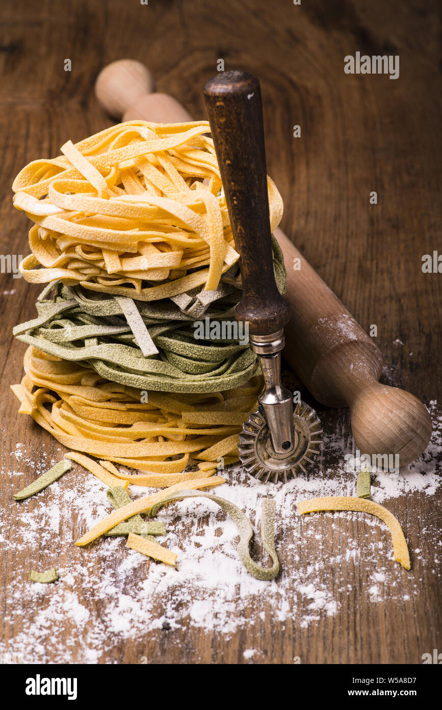 straw and hay noodles, Italian pasta with different taste and color ...