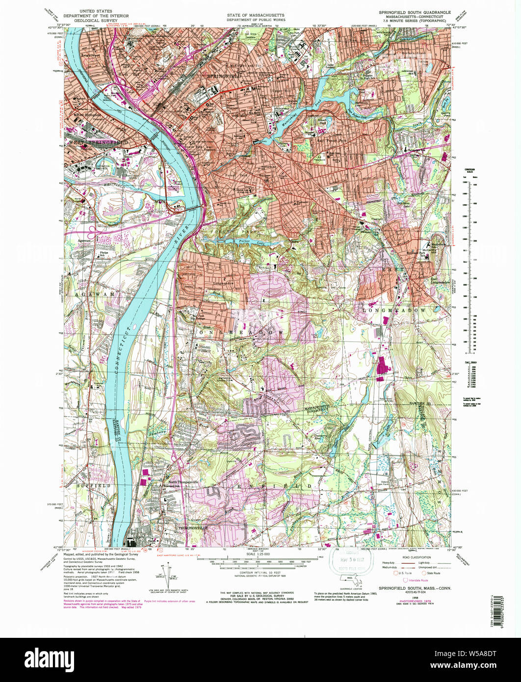 Massachusetts USGS Historical Topo Map MA Springfield South 351334 1958 ...