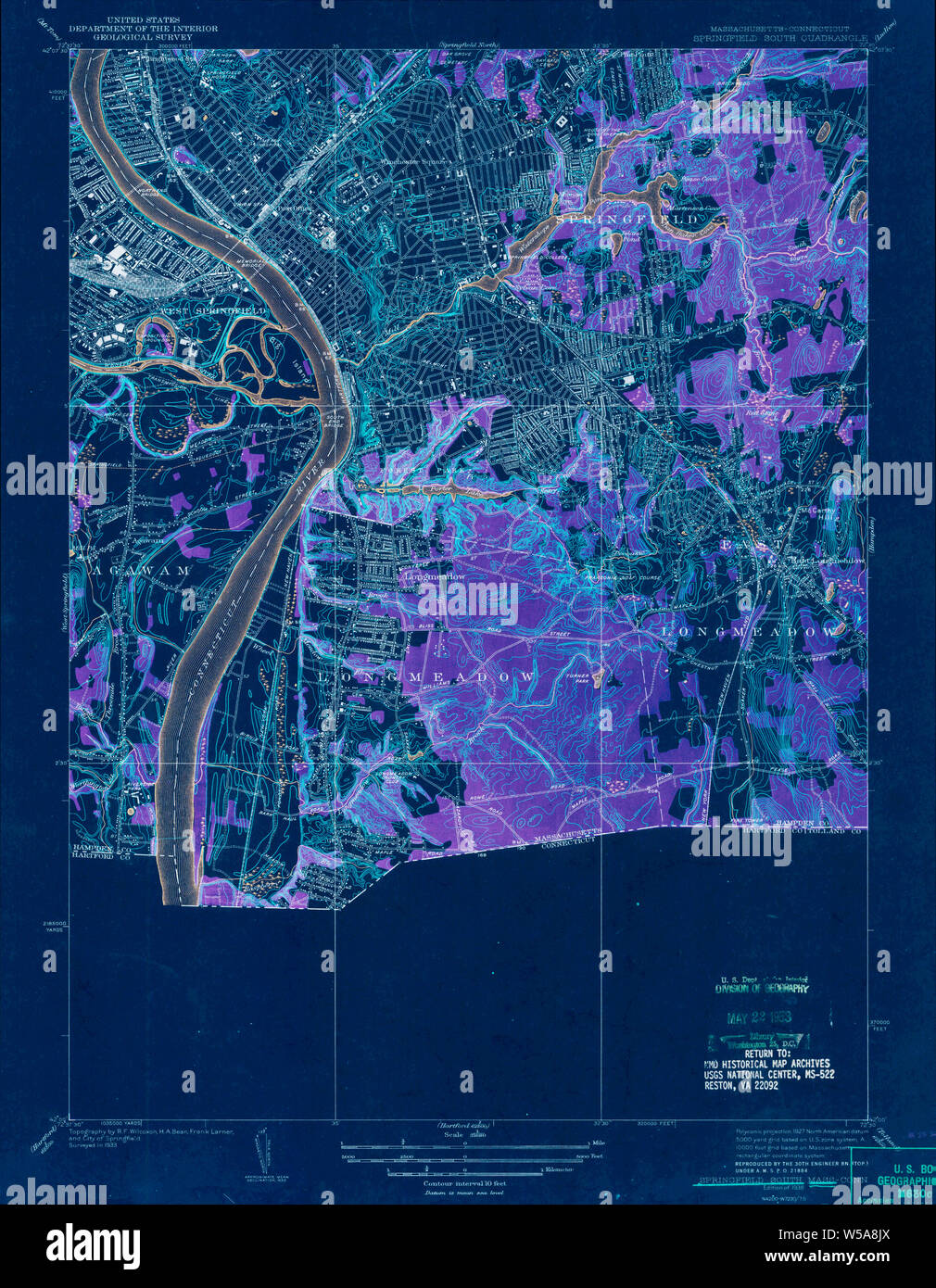Massachusetts USGS Historical Topo Map MA Springfield South 352216 1938 ...