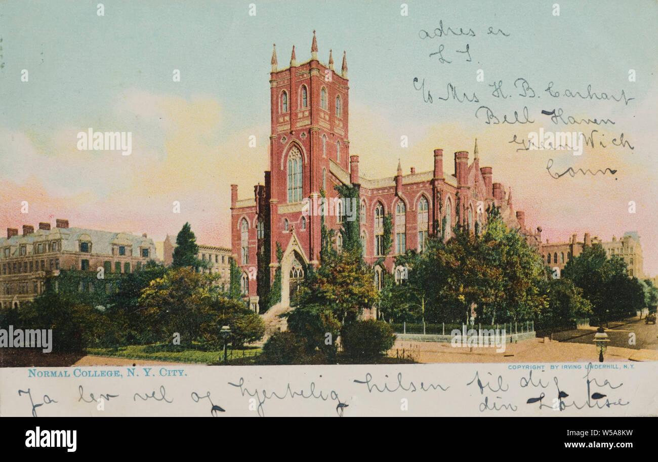 Vintage colorized postcard of Normal College in New York city ca 1908 ...