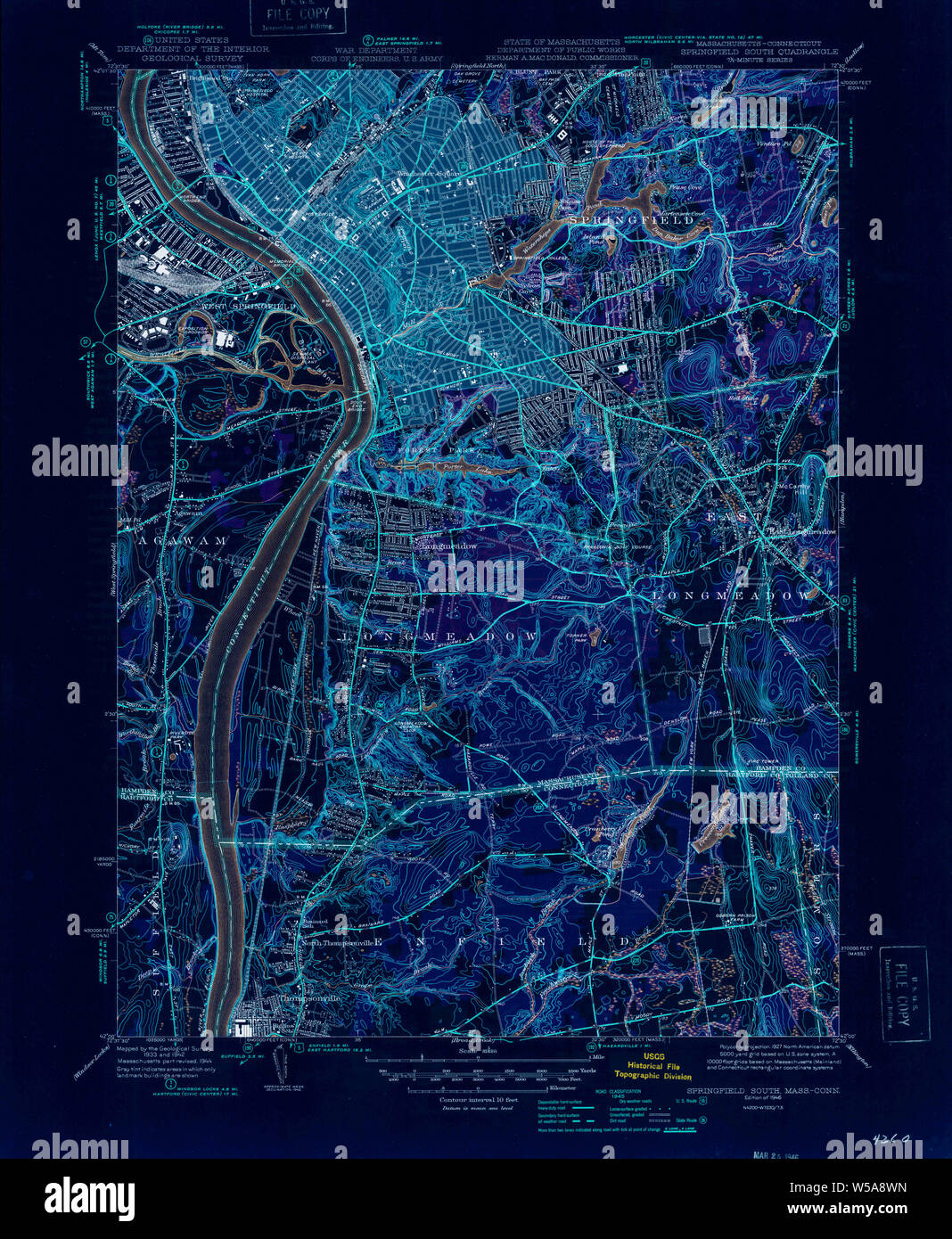 Massachusetts USGS Historical Topo Map MA Springfield South 352223 1946 ...