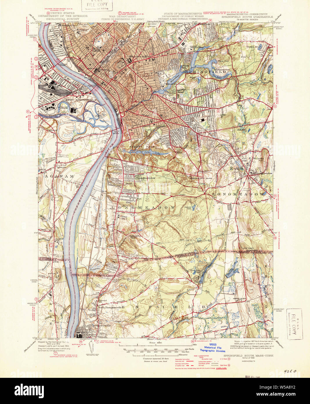 Massachusetts USGS Historical Topo Map MA Springfield South 352223 1946 ...