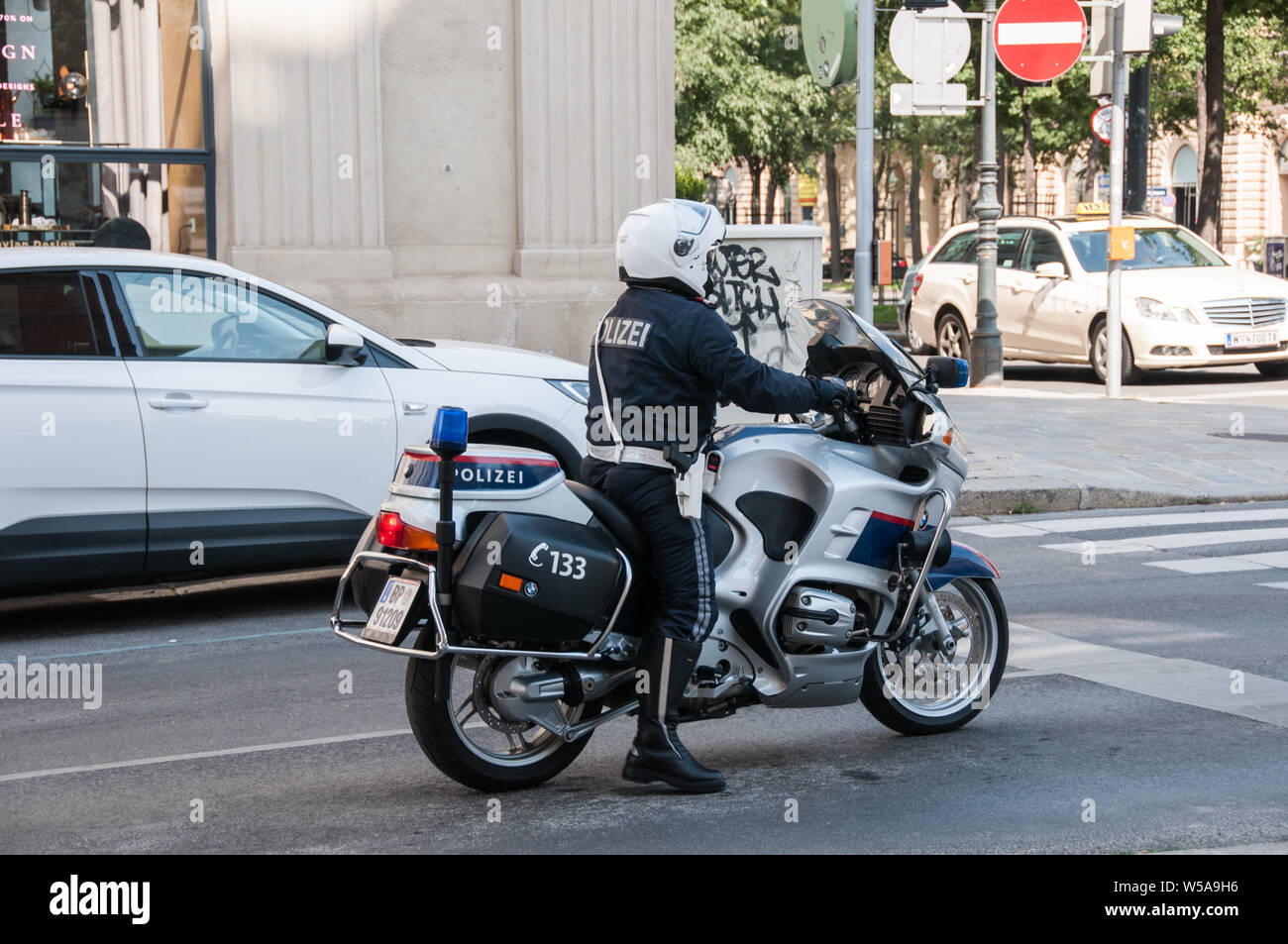 Around Vienna - Police Motorcyclist Stock Photo - Alamy