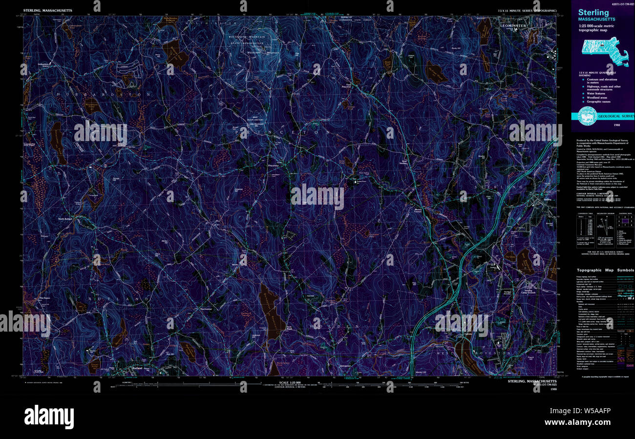 Massachusetts USGS Historical Topo Map MA Sterling 351341 1988 25000 ...
