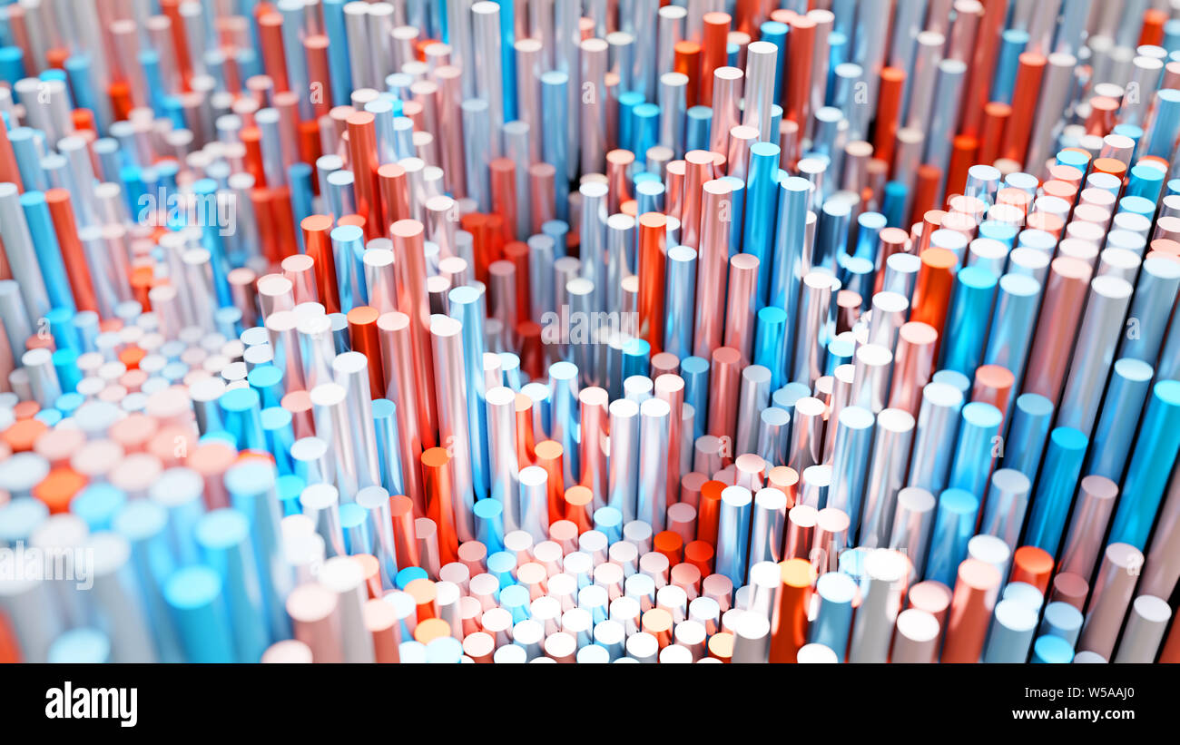 The background of the multi-colored cylinders is chaotic. 3D ...