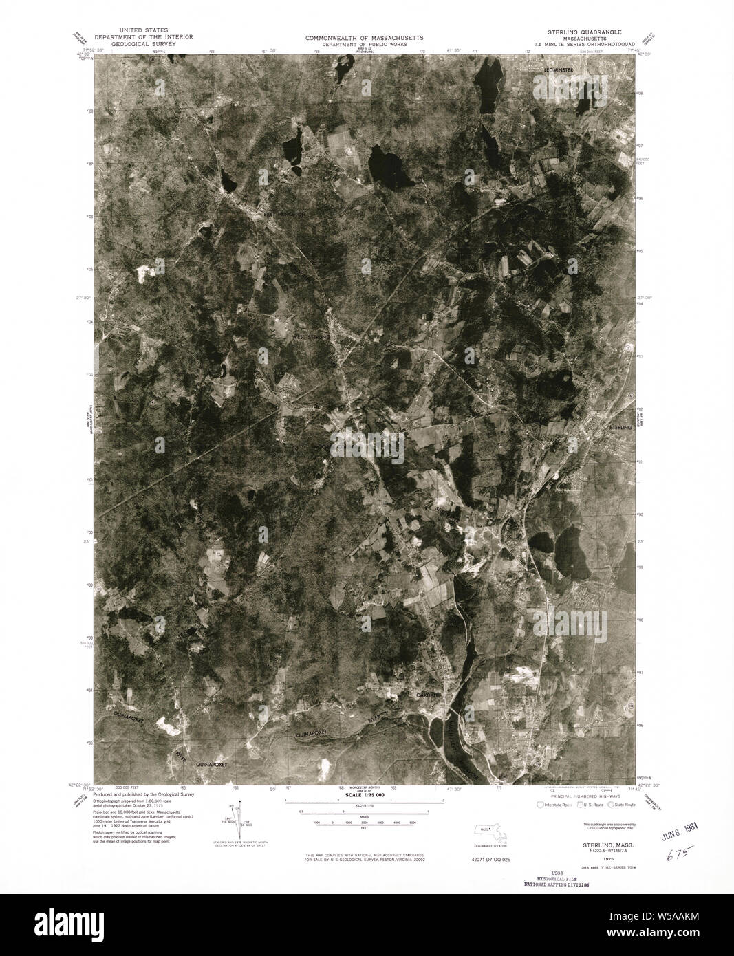 Massachusetts USGS Historical Topo Map MA Sterling 351342 1975 25000 ...