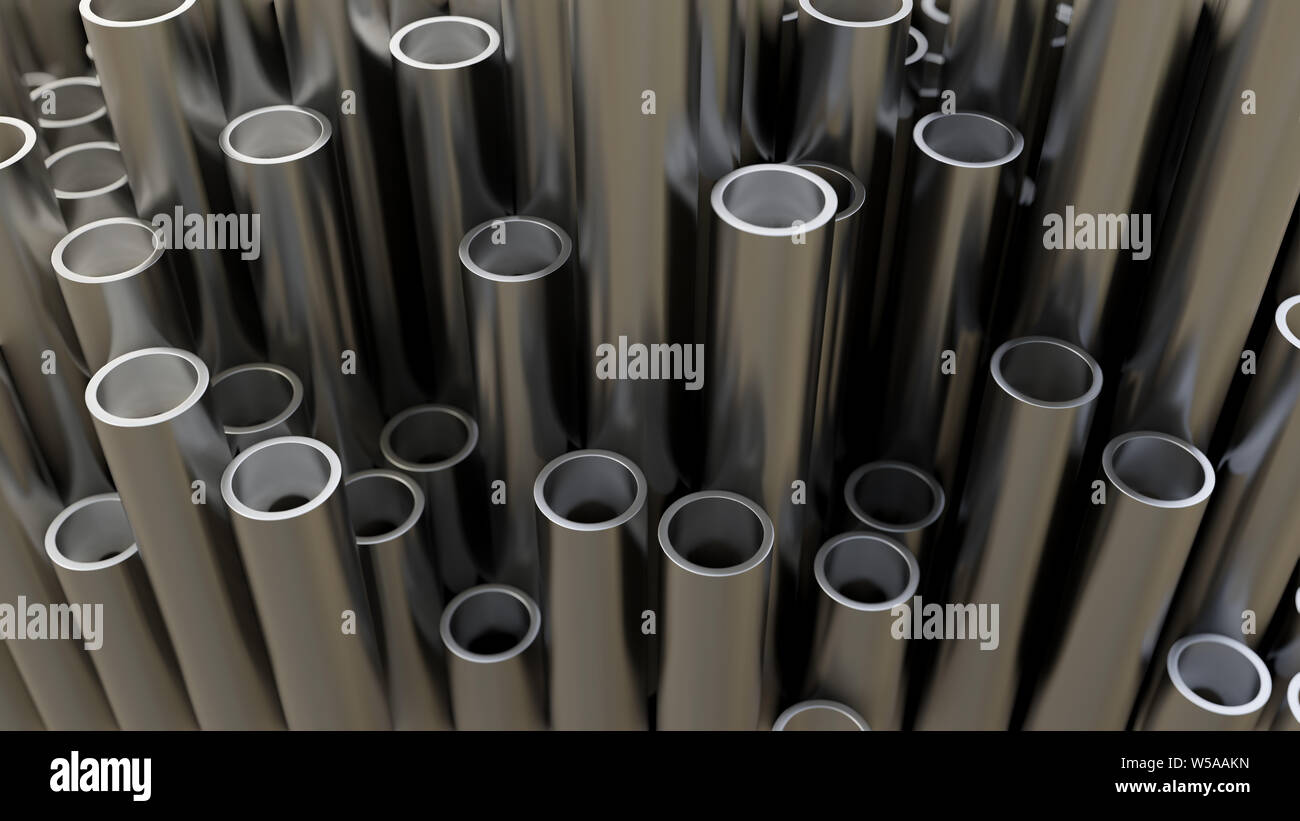 Abstract background of close up of metal pipe. 3D illustration Stock ...