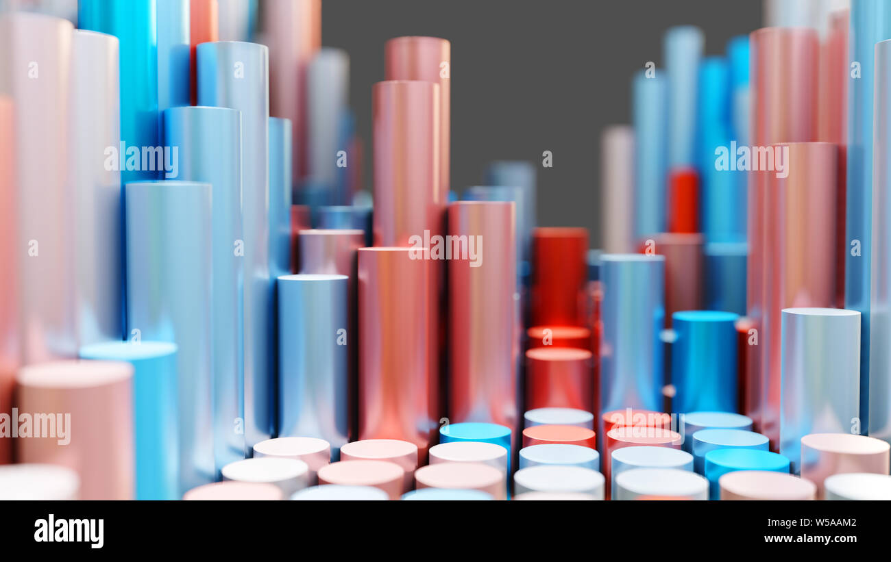 The background of the multi-colored cylinders is chaotic. 3D ...