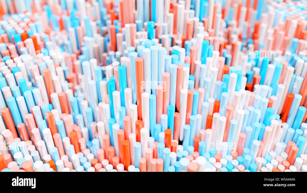 The background of the multi-colored cylinders is chaotic. 3D ...