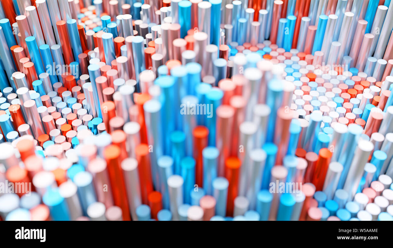 The background of the multi-colored cylinders is chaotic. 3D ...