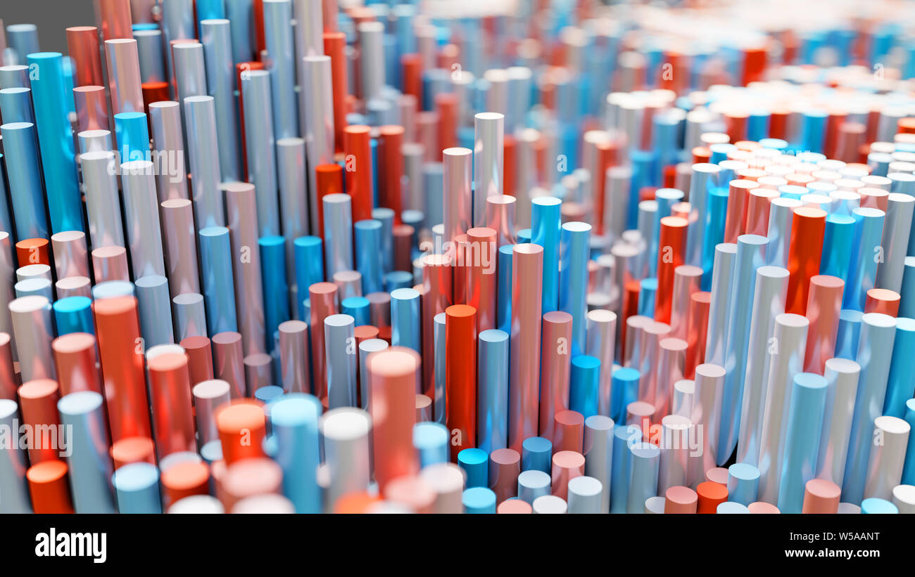 The background of the multi-colored cylinders is chaotic. 3D ...