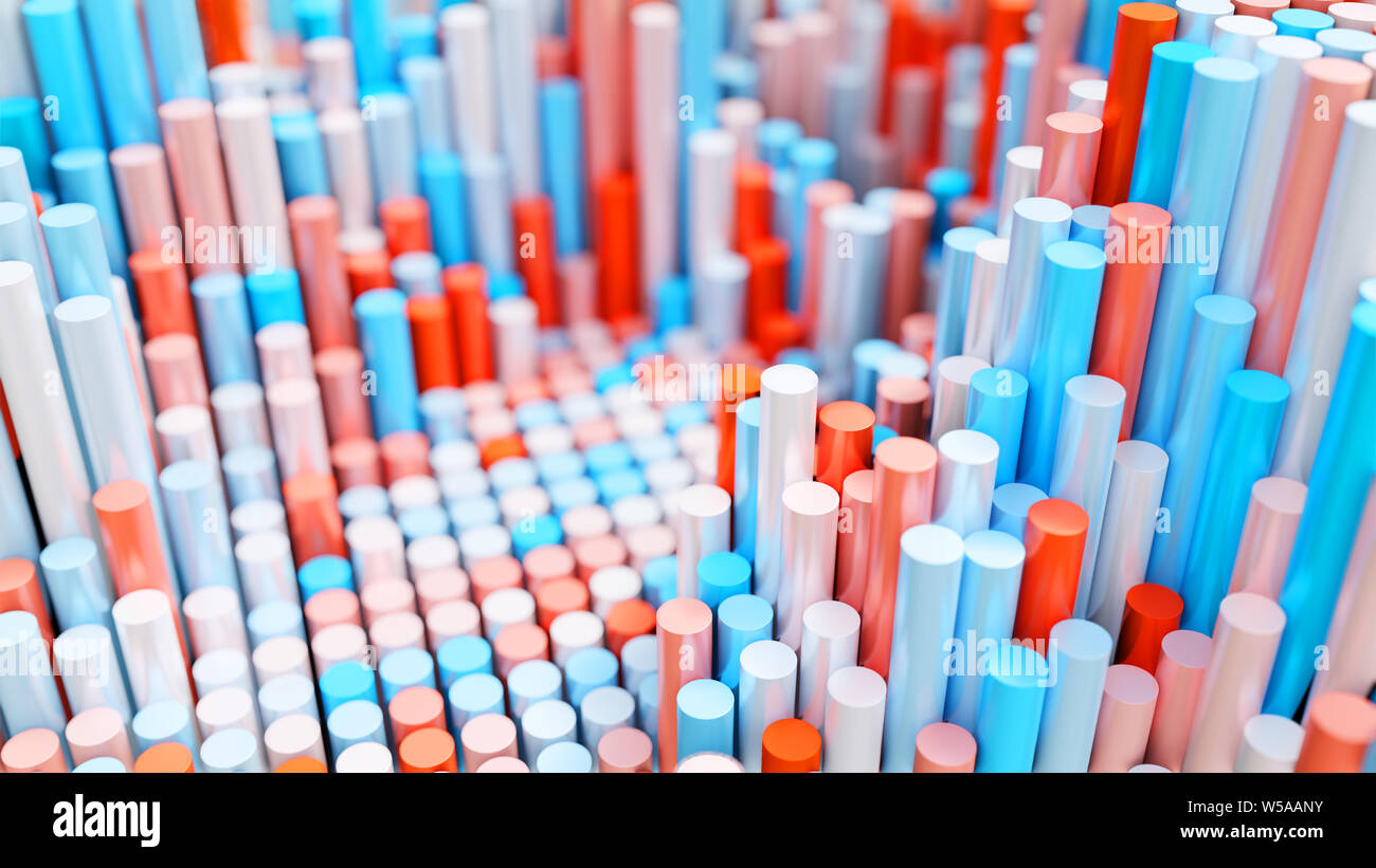The background of the multi-colored cylinders is chaotic. 3D ...