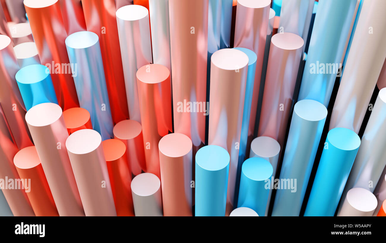 The background of the multi-colored cylinders is chaotic. 3D ...
