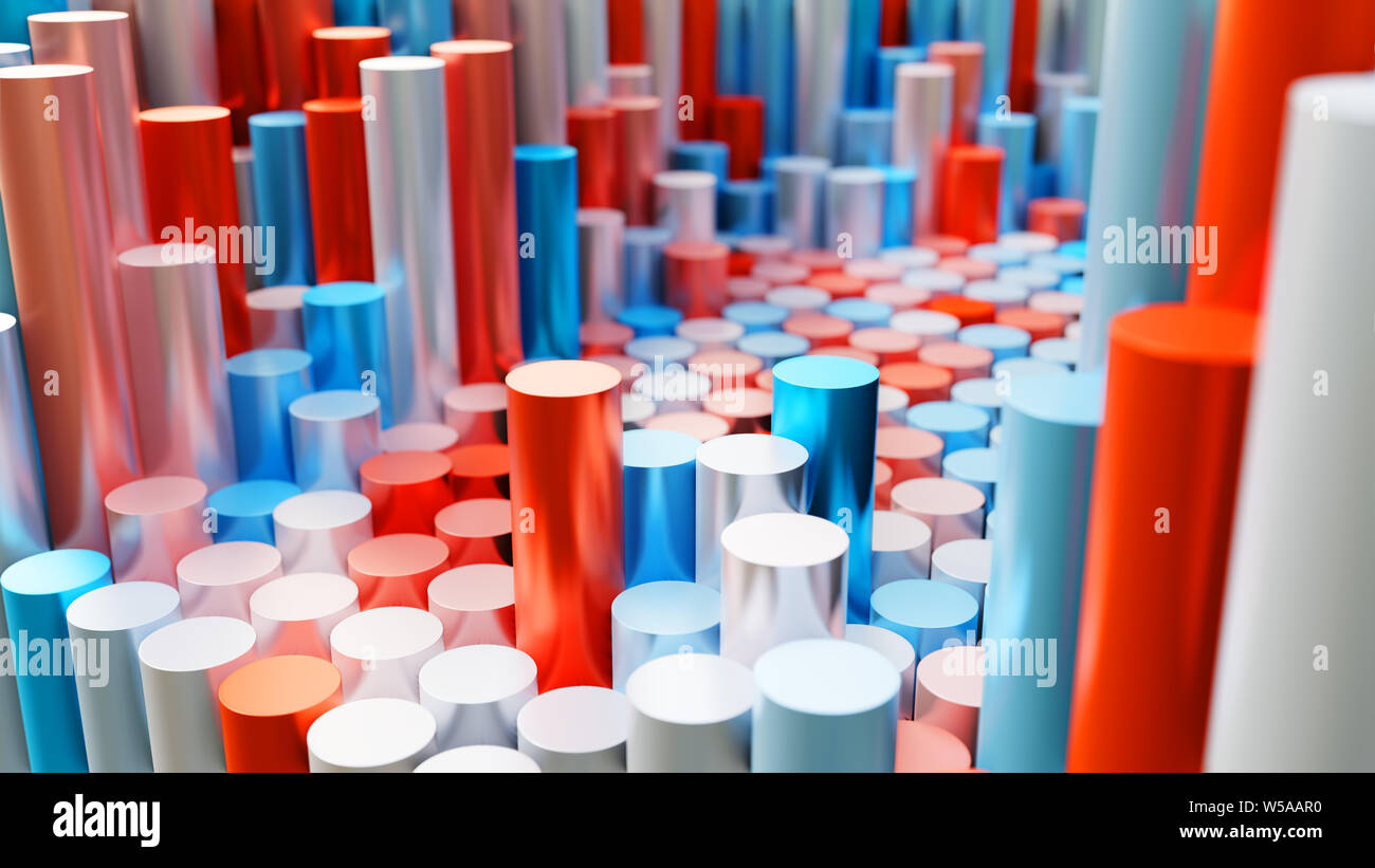 The background of the multi-colored cylinders is chaotic. 3D ...