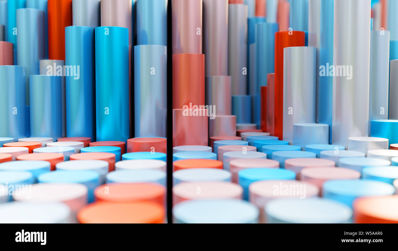 The background of the multi-colored cylinders is chaotic. 3D ...