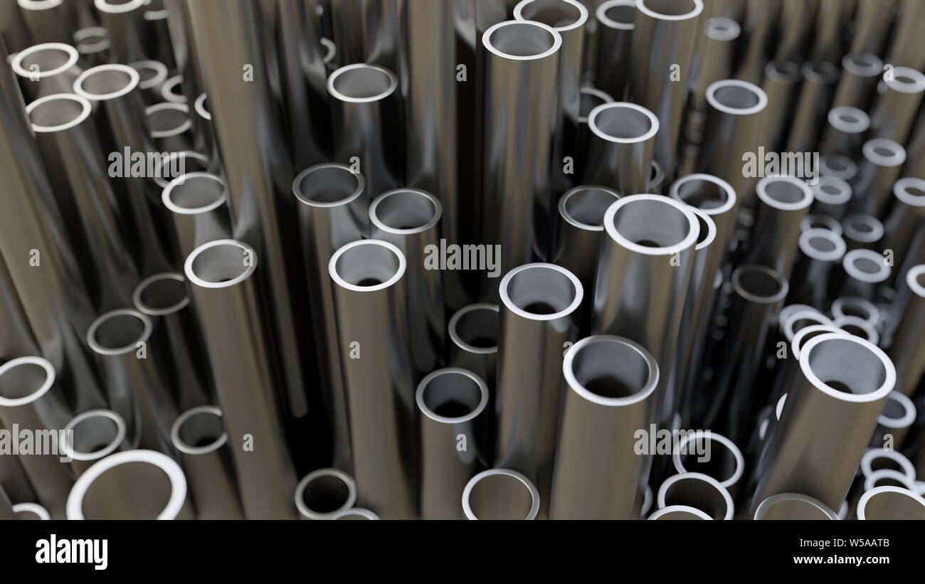 Abstract background of close up of metal pipe. 3D illustration Stock ...