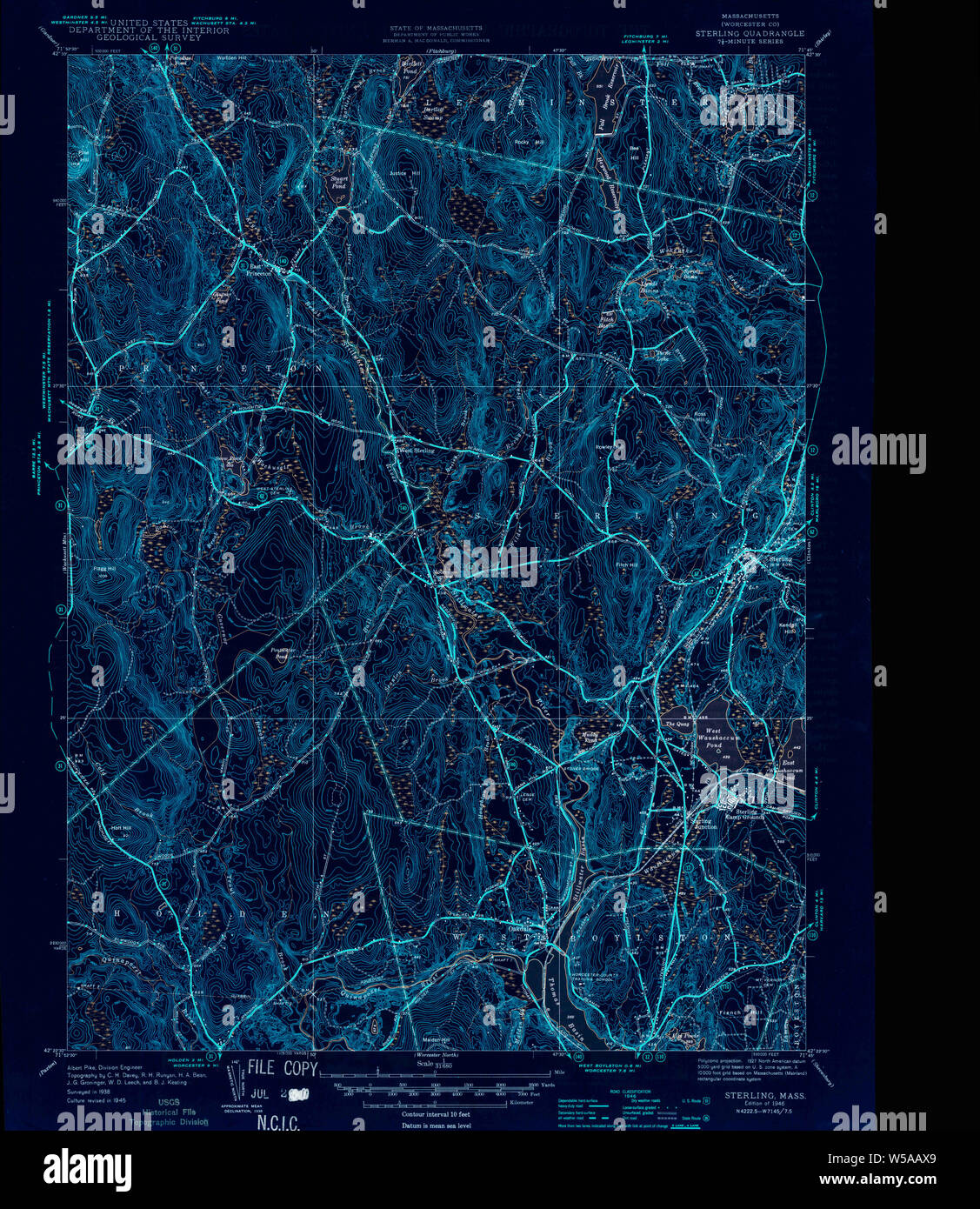 Massachusetts USGS Historical Topo Map MA Sterling 352232 1946 31680 ...