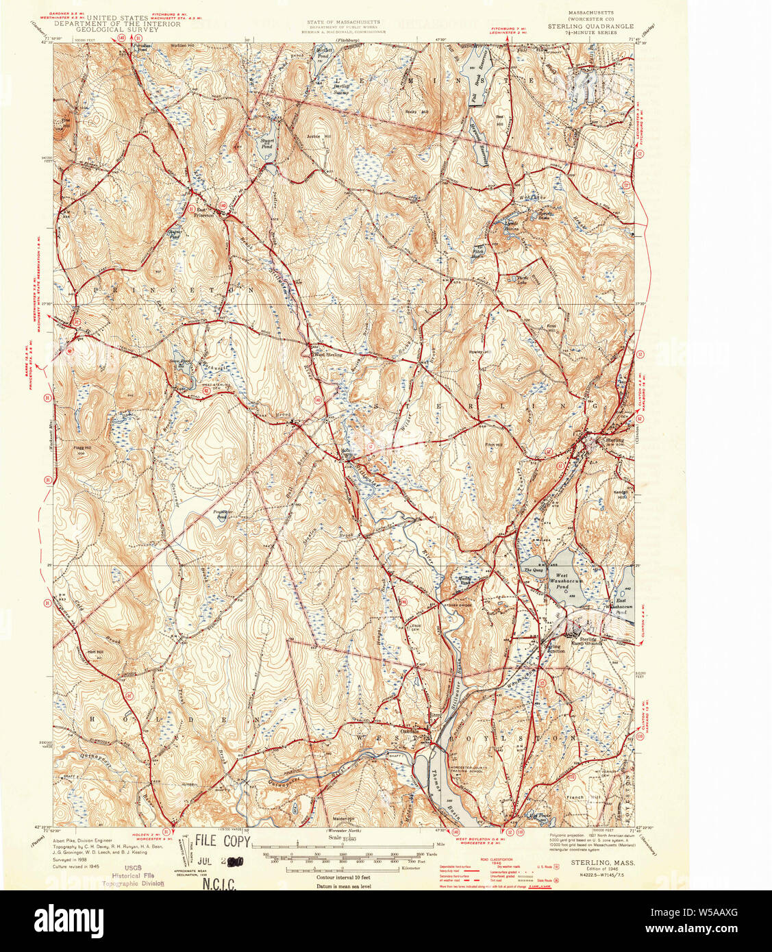 Massachusetts USGS Historical Topo Map MA Sterling 352232 1946 31680 ...