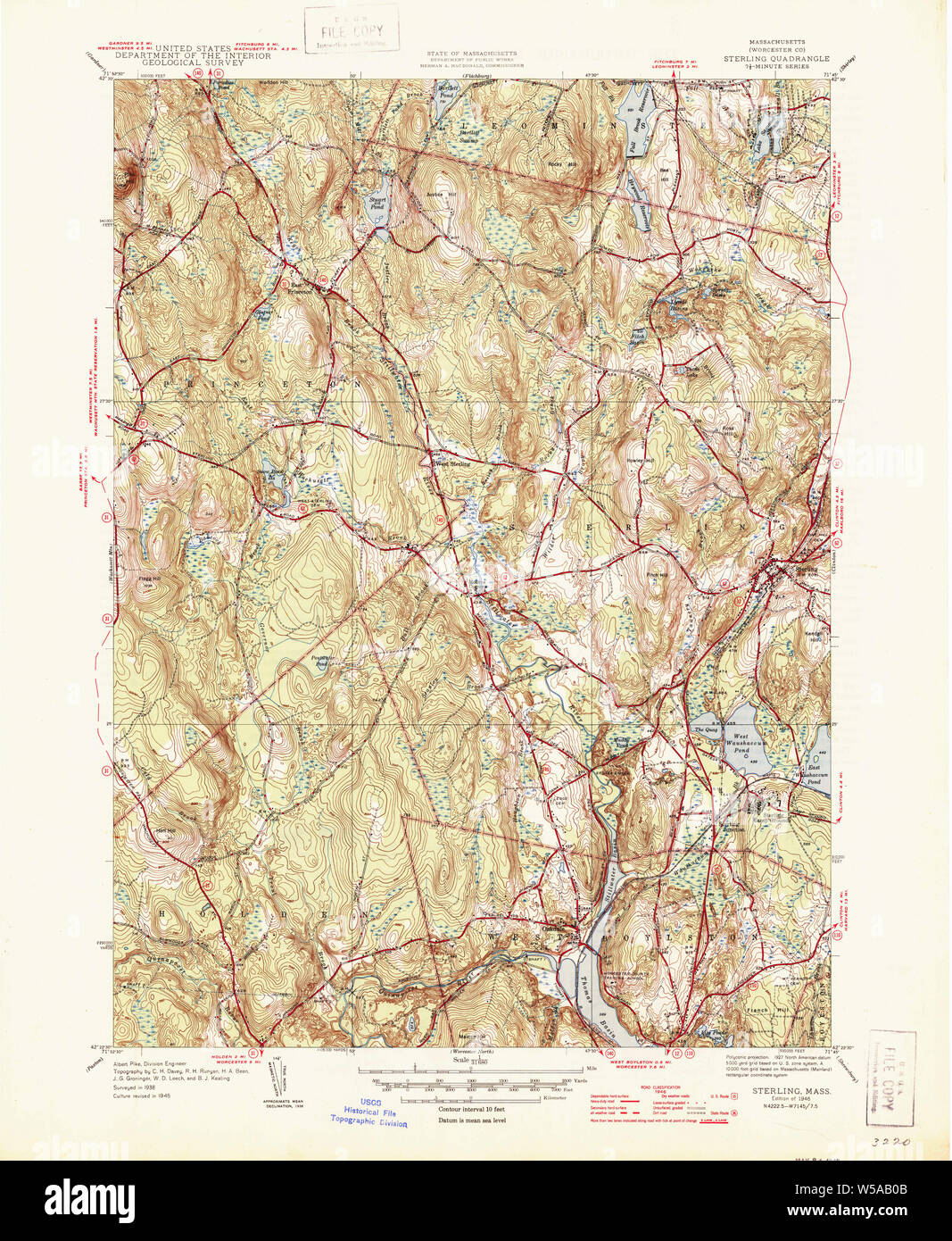 Massachusetts USGS Historical Topo Map MA Sterling 352233 1946 31680 ...