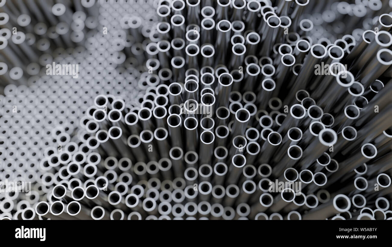 Abstract background of close up of metal pipe. 3D illustration Stock ...