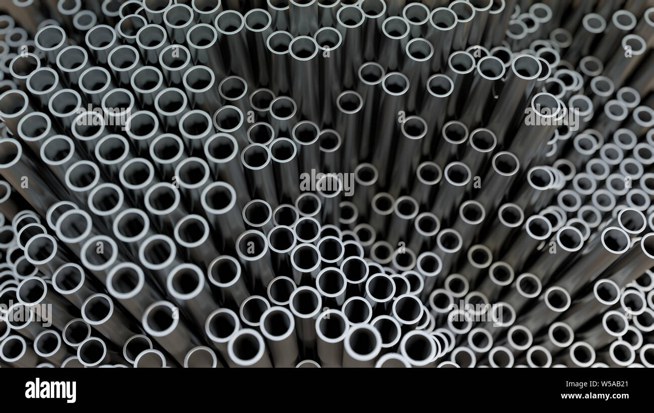 Abstract background of close up of metal pipe. 3D illustration Stock ...