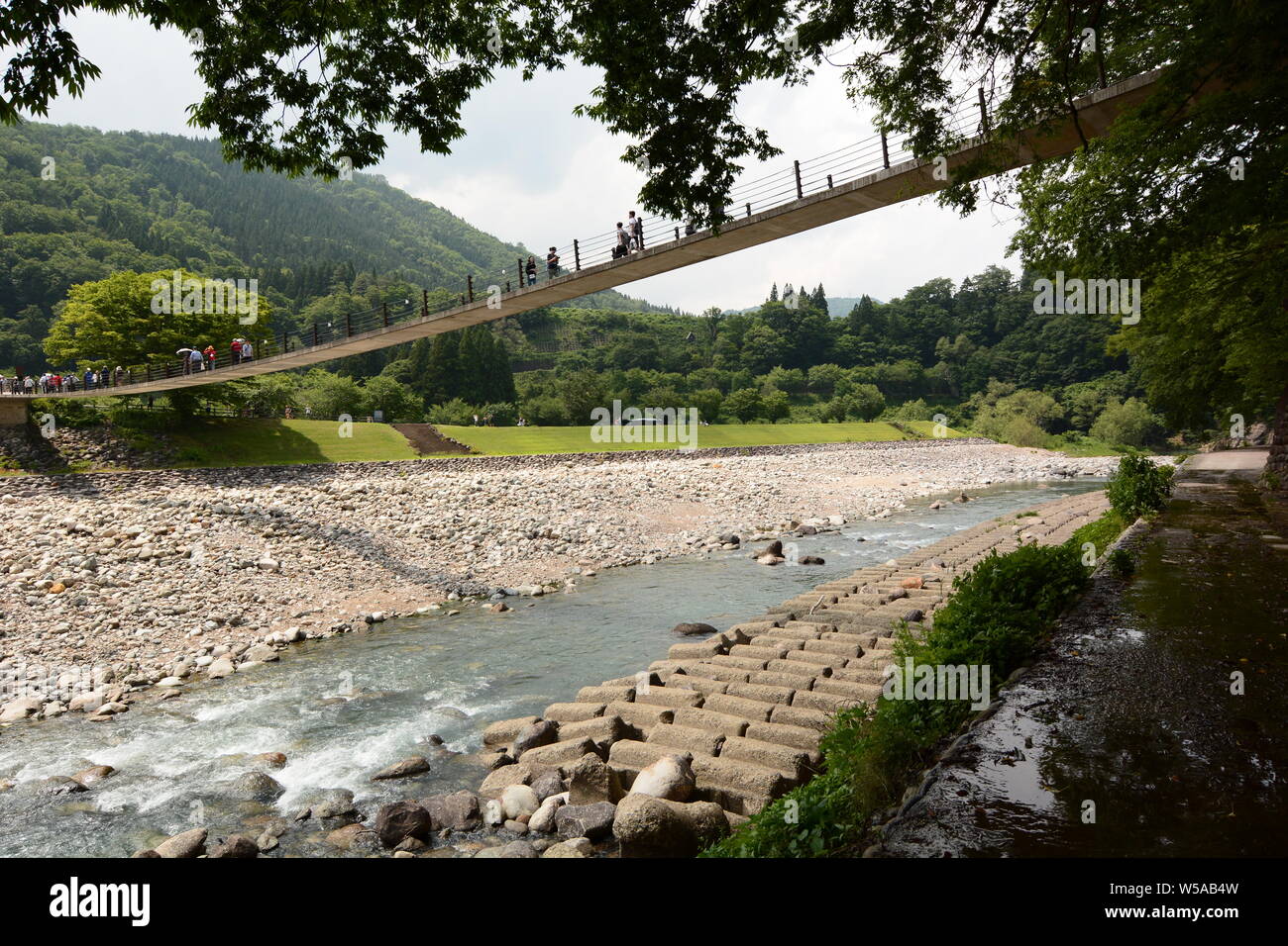 The bridge over Sho river. Shirakawa-go. Gifu prefecture. Chubu. Japan ...