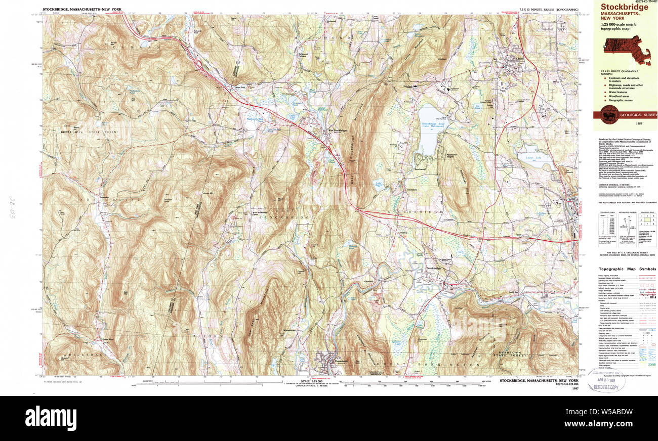 Massachusetts USGS Historical Topo Map MA Stockbridge 351345 1987 25000 ...