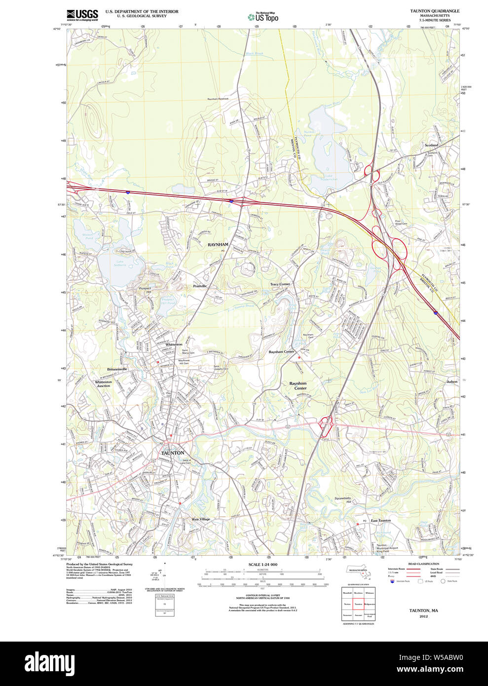 Massachusetts USGS Historical Topo Map MA Taunton 20120518 TM ...