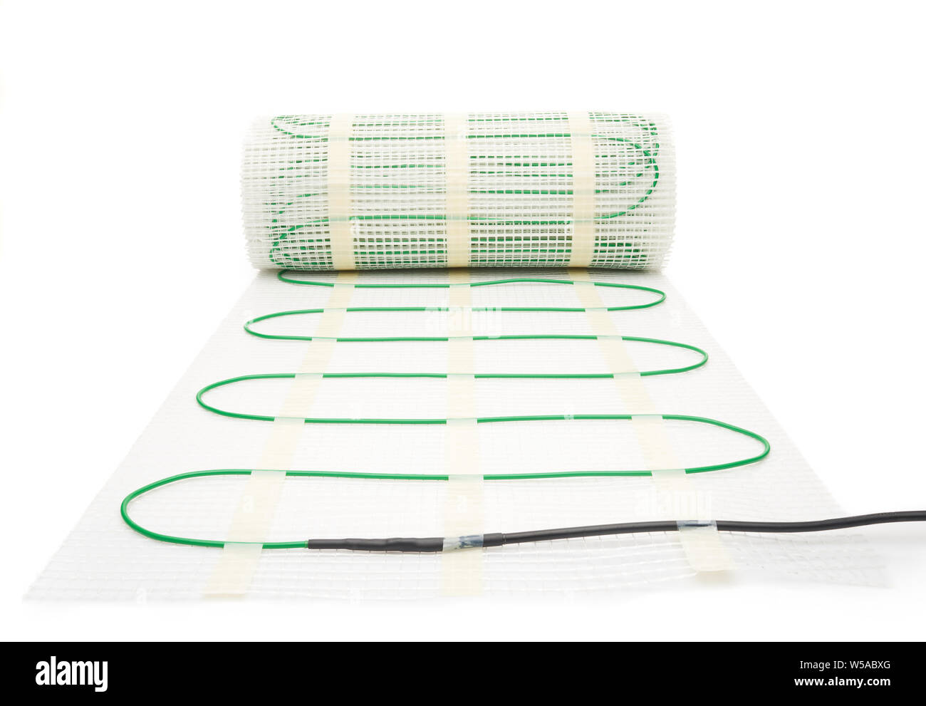 Matte electrical floor heating system with cable isolated on white ...