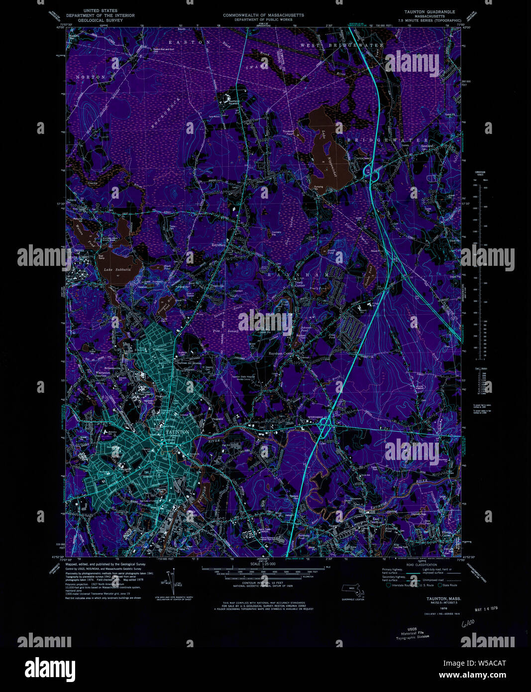 Massachusetts USGS Historical Topo Map MA Taunton 351355 1978 25000 ...