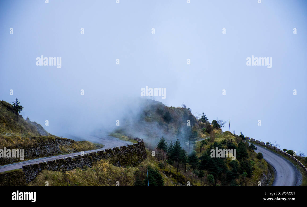 Beautiful mountain zigzag road, Sikkim Stock Photo - Alamy