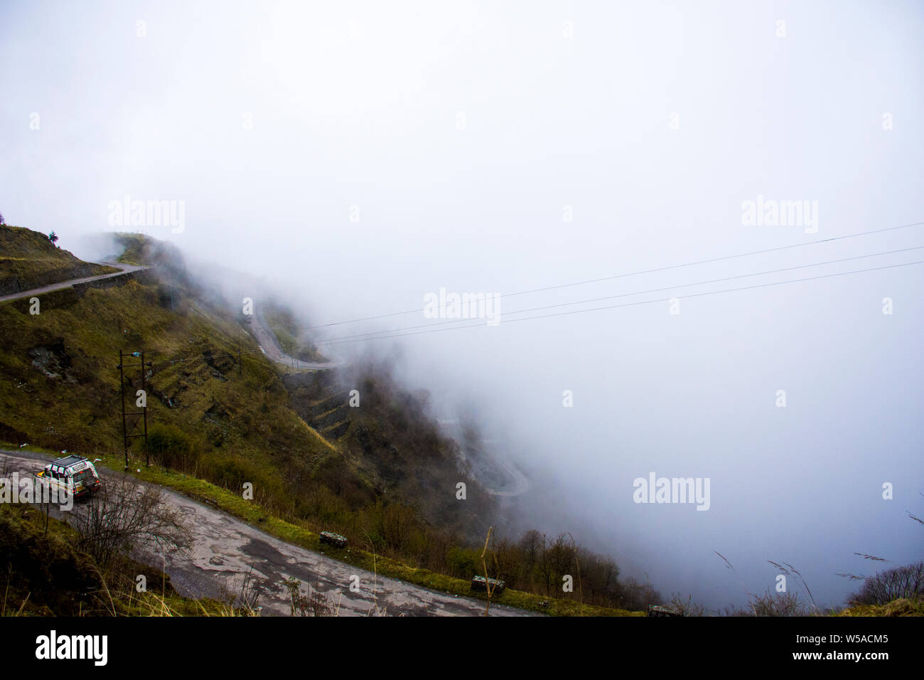 Beautiful mountain zigzag road, Sikkim Stock Photo - Alamy