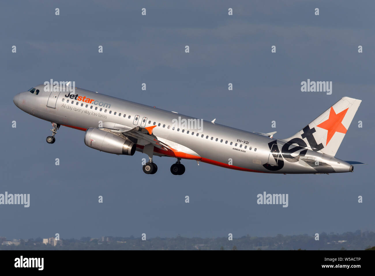 Jetstar Airways Airbus A320 twin engine passenger aircraft taking off ...