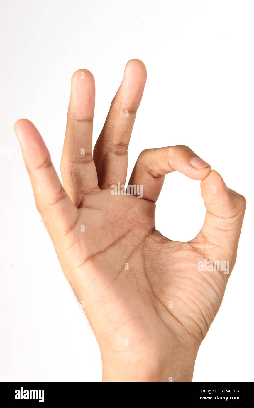 Person hand showing ok sign Stock Photo - Alamy