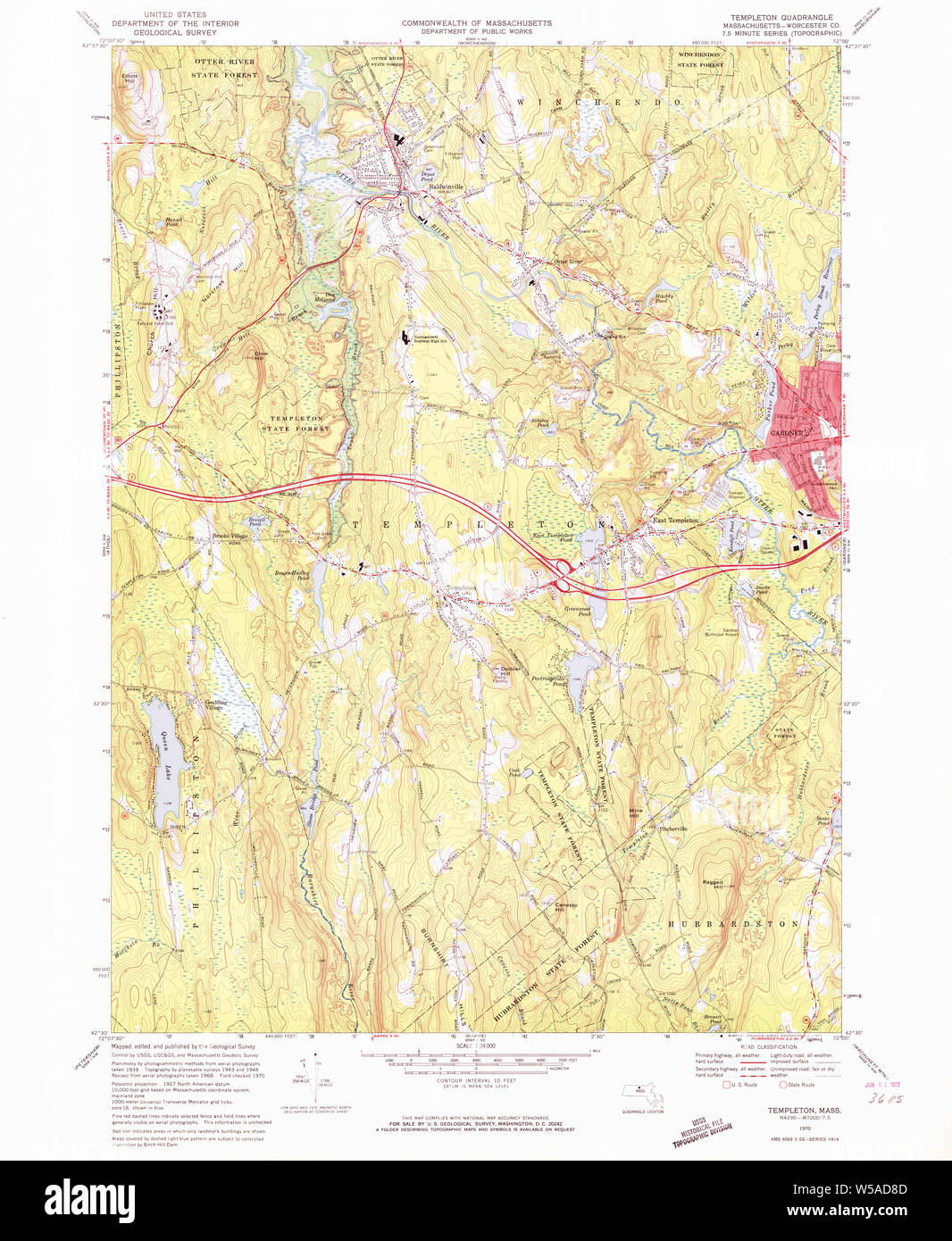 Massachusetts USGS Historical Topo Map MA Templeton 350636 1970 24000 ...