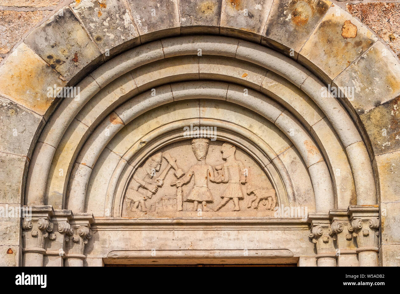 Reliefs on an old church wall Stock Photo - Alamy
