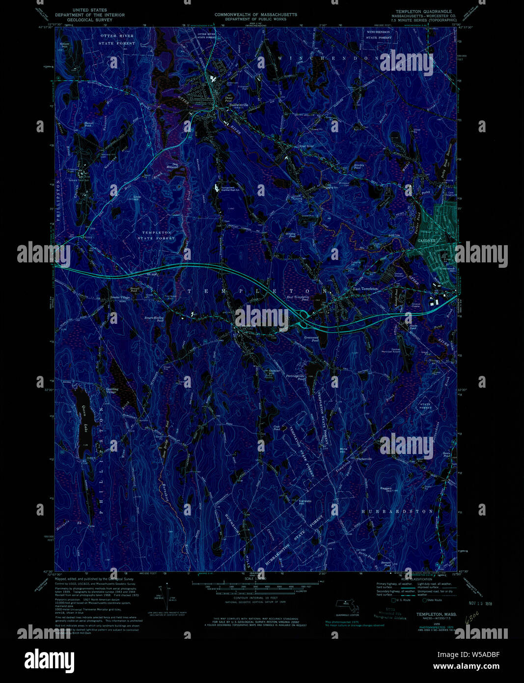 Massachusetts USGS Historical Topo Map MA Templeton 350637 1970 24000 ...