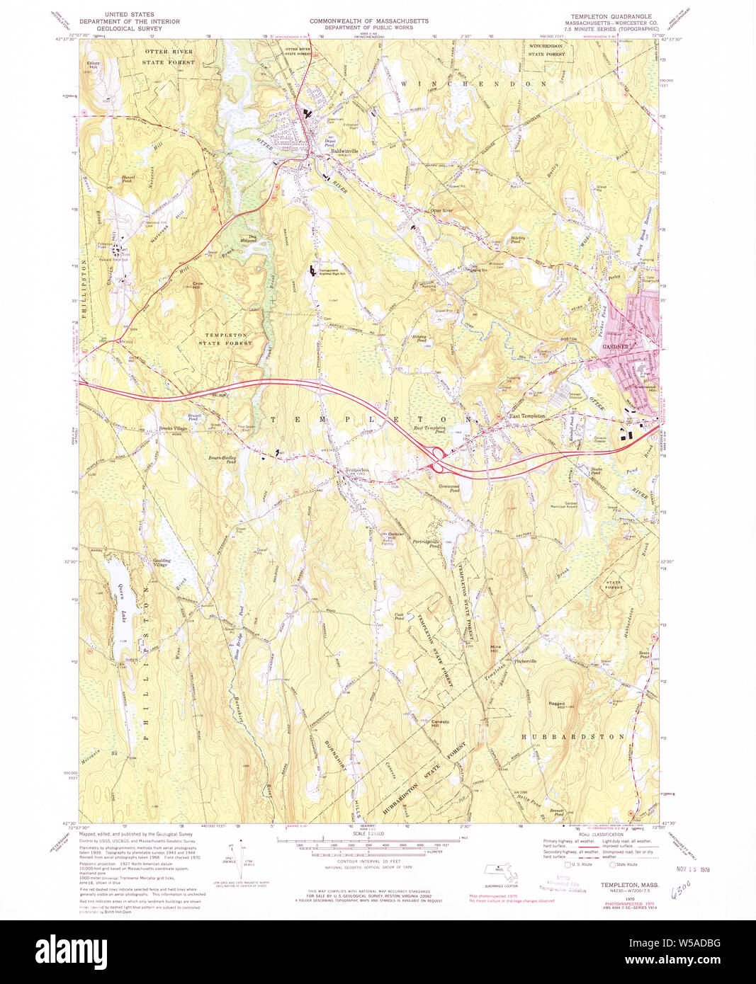 Massachusetts USGS Historical Topo Map MA Templeton 350637 1970 24000 ...