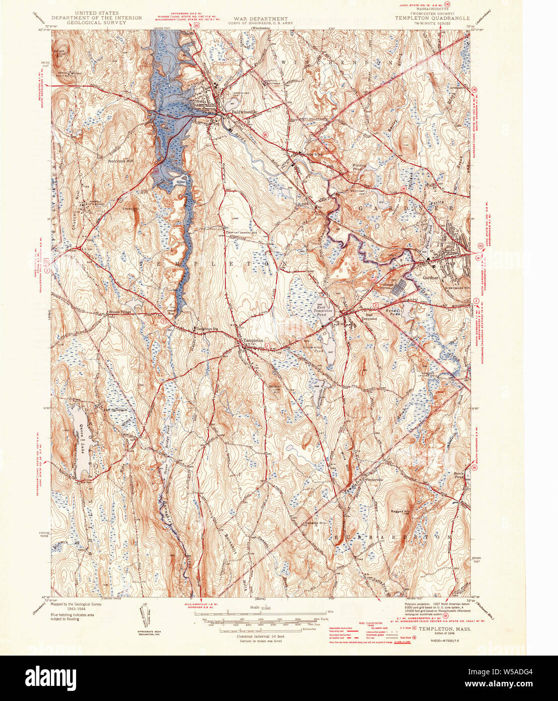 Massachusetts USGS Historical Topo Map MA Templeton 352244 1946 31680 ...