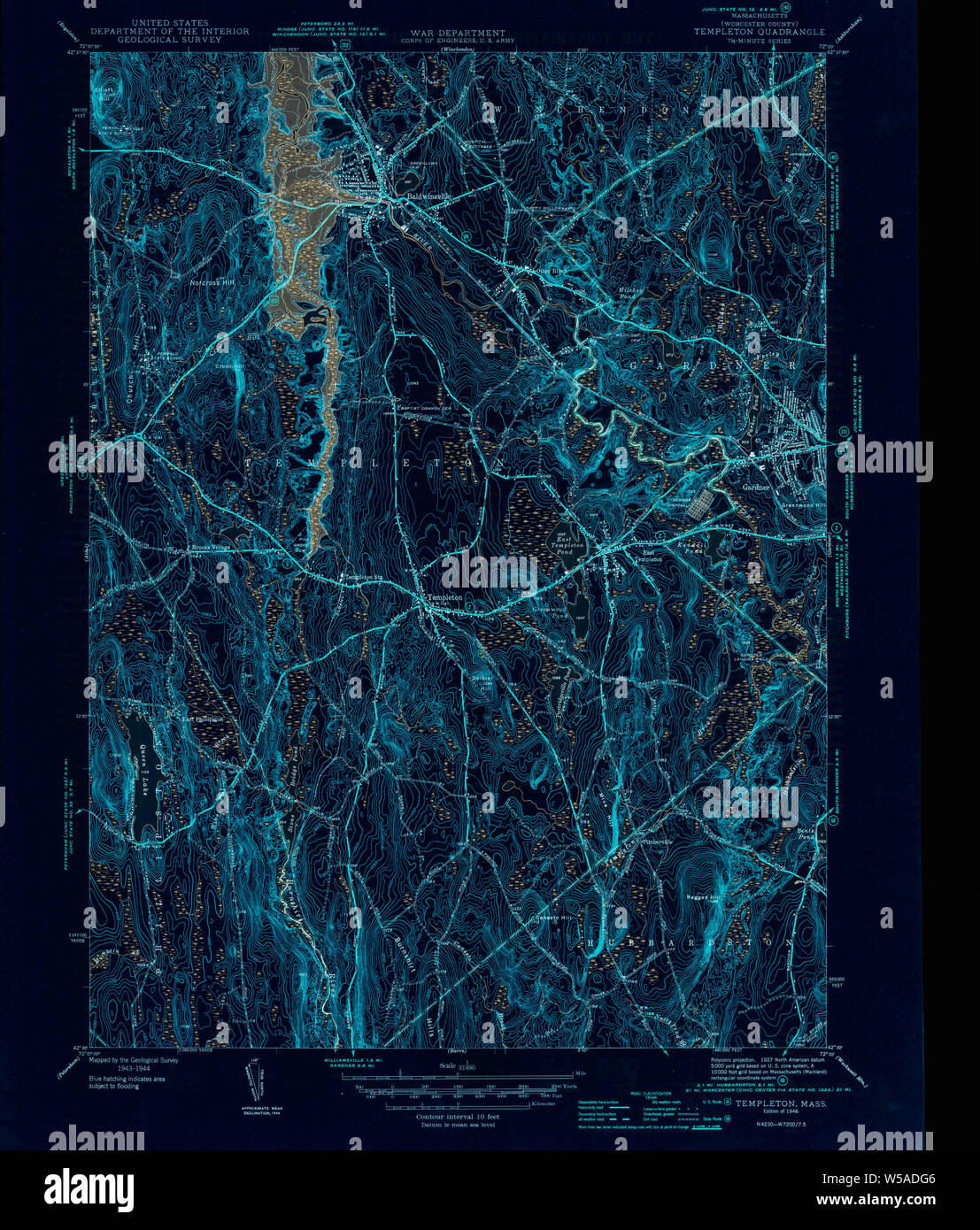 Massachusetts USGS Historical Topo Map MA Templeton 352244 1946 31680 ...