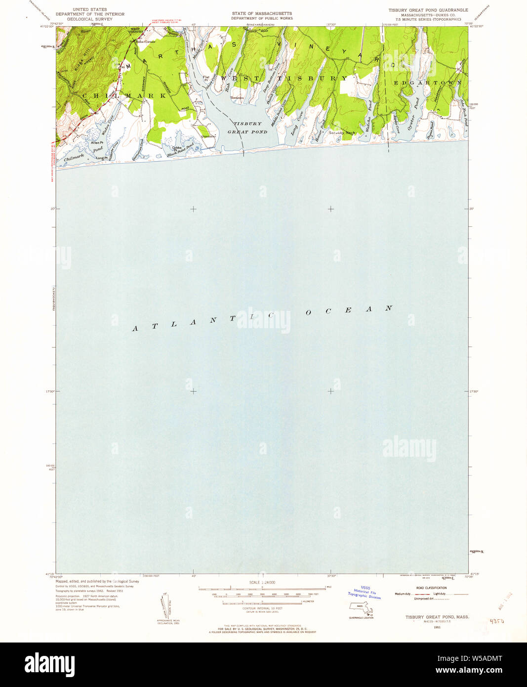 Massachusetts USGS Historical Topo Map MA Tisbury Great Pond 350638 ...